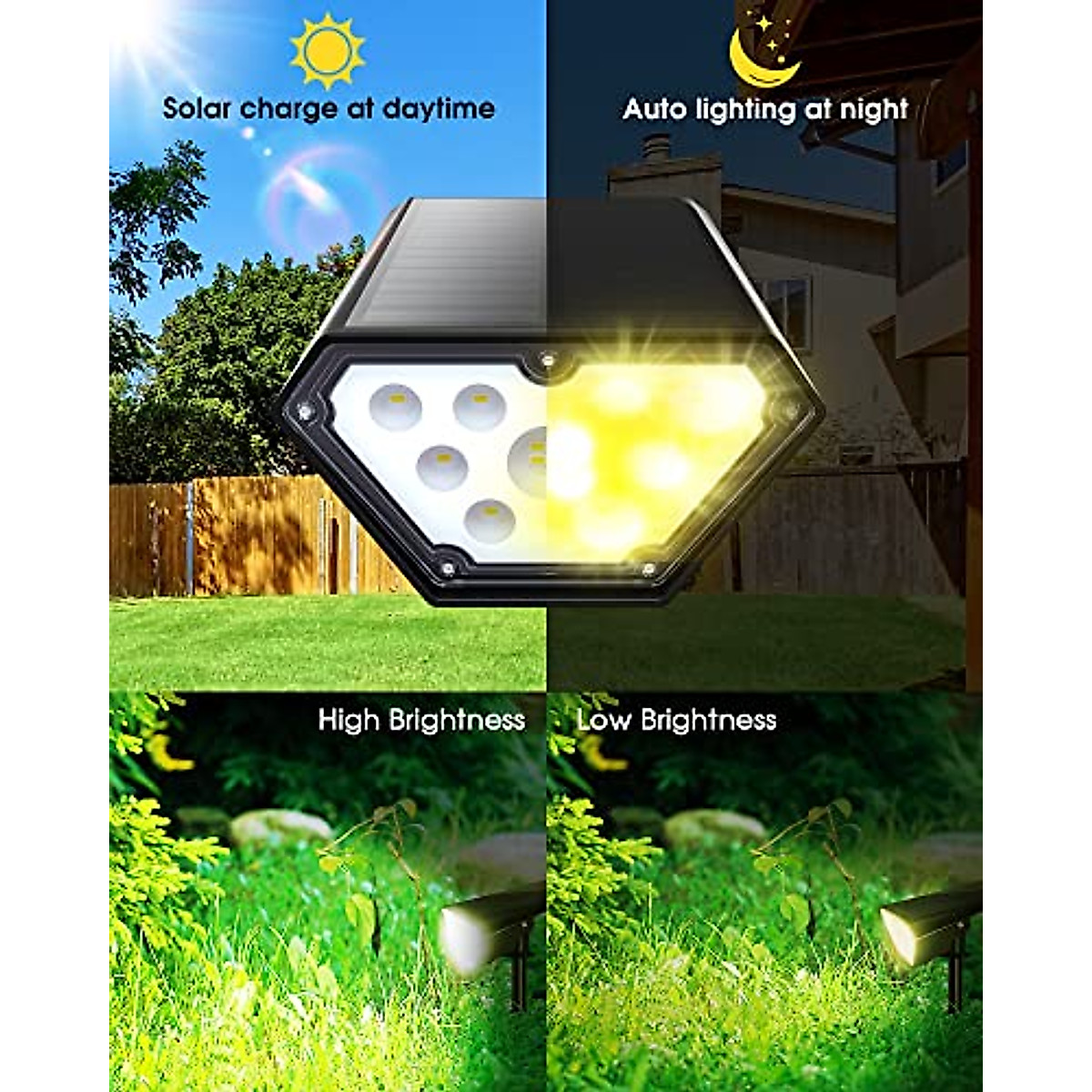 Biling Solar Spot Lights Outdoor, Bright 700 Lumen Solar Outdoor Lights IP67 Waterproof Adjustable Solar Landscape Spotlights for House Tree Patio Pathway Yard Garden Driveway - Warm White(4 Pack)