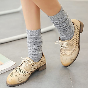 TINTAO 3 Pairs Women Winter Wool Cable Knit Crew Knee High Boot Socks,Size 5-11#W919 (Polyester Blend, Color A01)