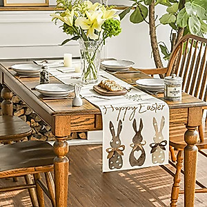 Artoid Mode Carrots Rabbit Bunny Happy Easter Table Runner, Spring Summer Seasonal Holiday Kitchen Dining Table Decoration for Indoor Outdoor Home Party Decor 13 x 72 Inch
