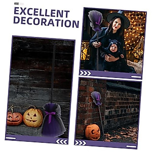 Abaodam 2pcs Witch Broom Witches Broom Party Decorations Halloween Decoration Witch Decoration Witch Halloween Costume Fall Decor for Kitchen Broom Cosplay Besom for Halloween Cloth Purple