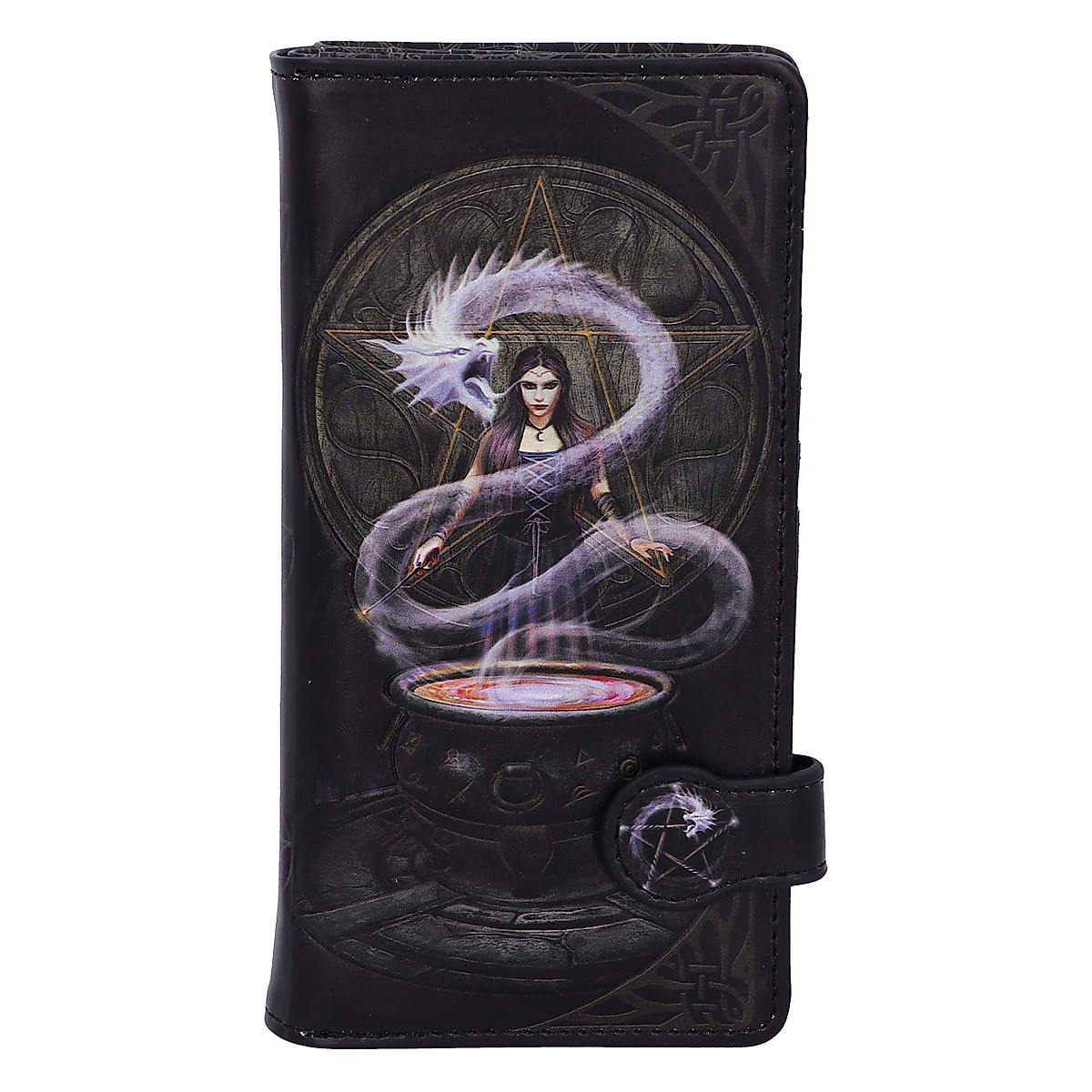 Nemesis Now Anne Stokes The Summoning Witch and Dragon Embossed Purse, Black, 18.5cm, Polyurethane