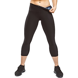 Sweat Shaper Women's Sauna Leggings Compression High Waist Yoga Pants Thermo Sweat Capris (Black, X-Large)