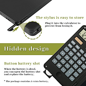 Basic Calculator, 12-Digit Premium Mute Desktop Calculators with 6 inch Writing Tablet, Solar and Battery Dual Power for Office, School, Business