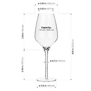 LUXBE - Wine Crystal Glasses 19-ounce, Set of 4 - Red or White Wine Large Glasses - 100% Lead-Free Glass - Pinot Noir - Burgundy - Bordeaux - 550ml