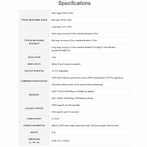 Laser Range Sensor TOF Laser Range Sensor Compatible with Arduino Raspberry PI Supports Cascade ranging. Range 1cm to 500cm