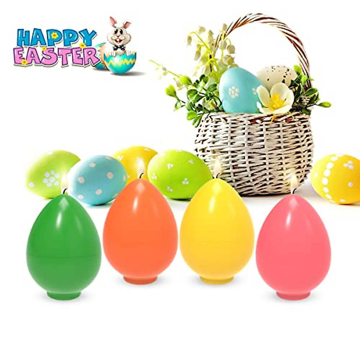 6 Pack Easter Egg Candles, Unscented Multi-Color Ball Candles, Smokeless and Dripless Tealight Candles