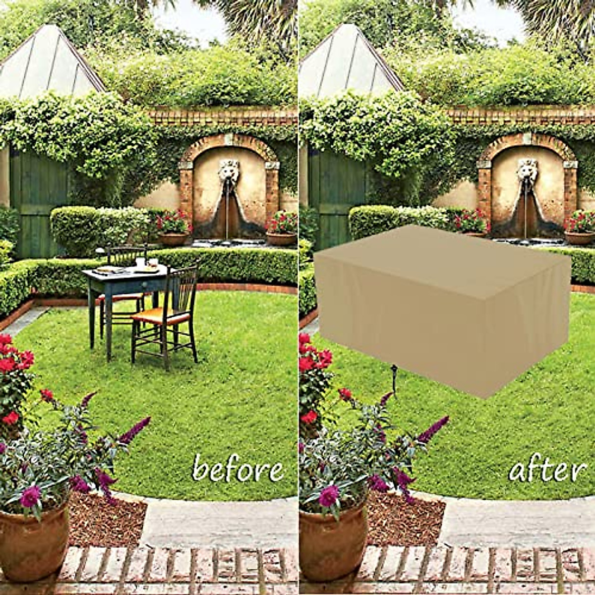 27x27x47 in Garden Furniture Cover, Cube Table Cover, 420D Heavy Duty Oxford Fabric, Patio Set Cover Rattan Furniture Cover, for Cube Set,Patio,Outdoor (Beige 68x68x120cm)