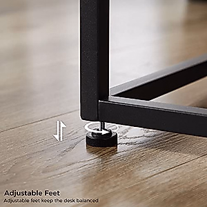 VANOMi C Shaped End Table, Living Room Sofa Small Side Table, Small Space Snack Table and Bedside Table with Wooden Metal Frame in Bedroom