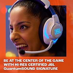 JBL Quantum 910P - Wireless Consol Over-Ear Gaming Headset with Head Tracking-Enhanced, Active Noise Cancelling and Bluetooth, QuantumSPATIAL 360, Hi-Res Certified, Low Latency Wireless (White)