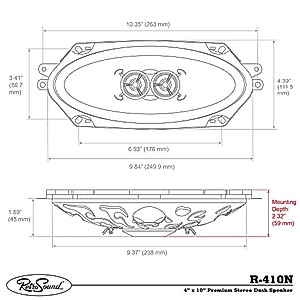 RetroSound R-410UK 4" x 10" Dash Replacement Speaker for Classic Vehicles