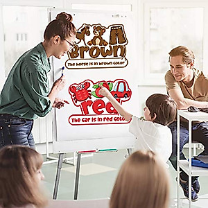 11 Pieces Color Poster for Preschool Classroom Bulletin Board Set Fruit Animal Vegetable Words Learning Color Cutouts with 100 Pcs Glue Point for Toddler Kid Classroom Decorations, 16.5 x 11.5 Inch