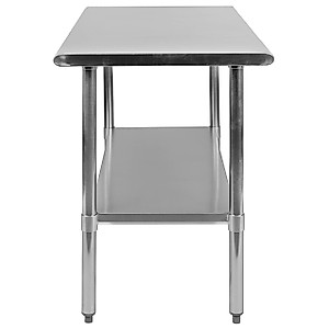 Flash Furniture Rawcliffe NSF Certified Stainless Steel Kitchen Prep and Work Table, Commercial Work Table with Storage, 48"W x 24"D x 34.5"H, Silver