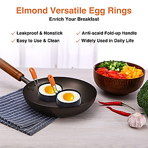 Egg Rings for Frying 4 PCS 3.5 Inch Large Cooking Egg Molds Round Egg Circles, Anti-scald Nonstick Leakproof Egg Mould with Oil Brush