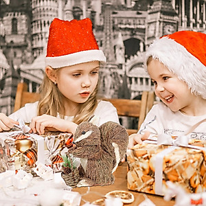 Wakauto Christmas Squirrel Figurine Fake Grass Squirrel Fall Decor Lawn Nativity Animal Ornament Simulation Squirrels Model Statue Outdoor Decor for Holiday Party Supplies