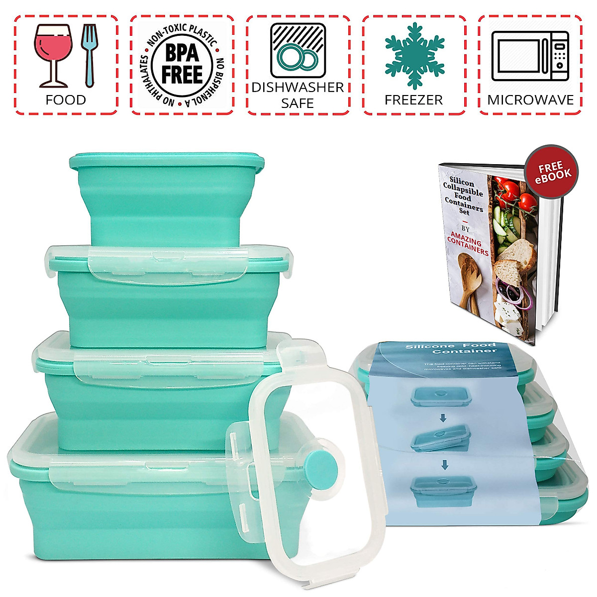 GERUSEA bowl with lid silicone bowls mixing salad bowl with lid food storage containers rv kitchen microwave bowl calapsable bowls rv storage solutions