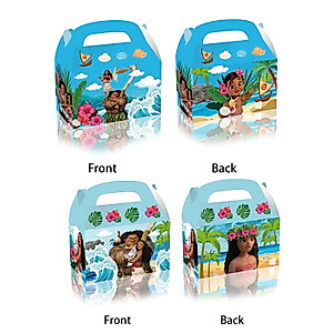 DAGORD 12Pcs Moana Princess Birthday Party Supplies Kids Party Treat Boxes Candy Gift Bags Party Favors for Moana Princess Theme Party Decorations School Classroom Rewards Prizes