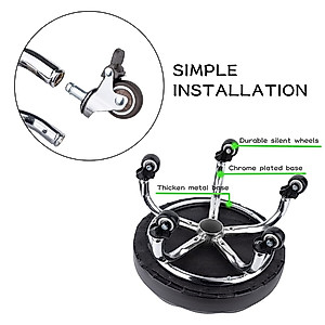 OBMMIRAO Pedicure Stool Low Roller Seat Wheel Stool,Swivel Stool Round Stool with Wheels, Black Low Chair with Wheels,PU Leather (Black StyleB)