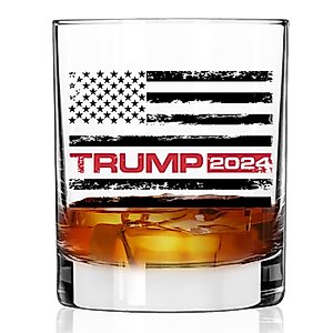 Patriots Cave - Trump 2024 Whiskey Glasses | Black American Flag Glass | Donald Trump Lovers Gift | Republicans Mason Jars Gift | Gifts For Him | Elections 2024 Drinkware Collection (16 oz)