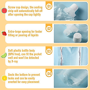 Thenshop 100 Pieces Plastic Flask Liquid Pouch Flask Kit Clear Drink Pouches Convenient Drinking Water Bags Leak Proof Plastic Drinking Flasks 4 Funnels for Travel Outdoor Sports Concerts Events, 8 oz