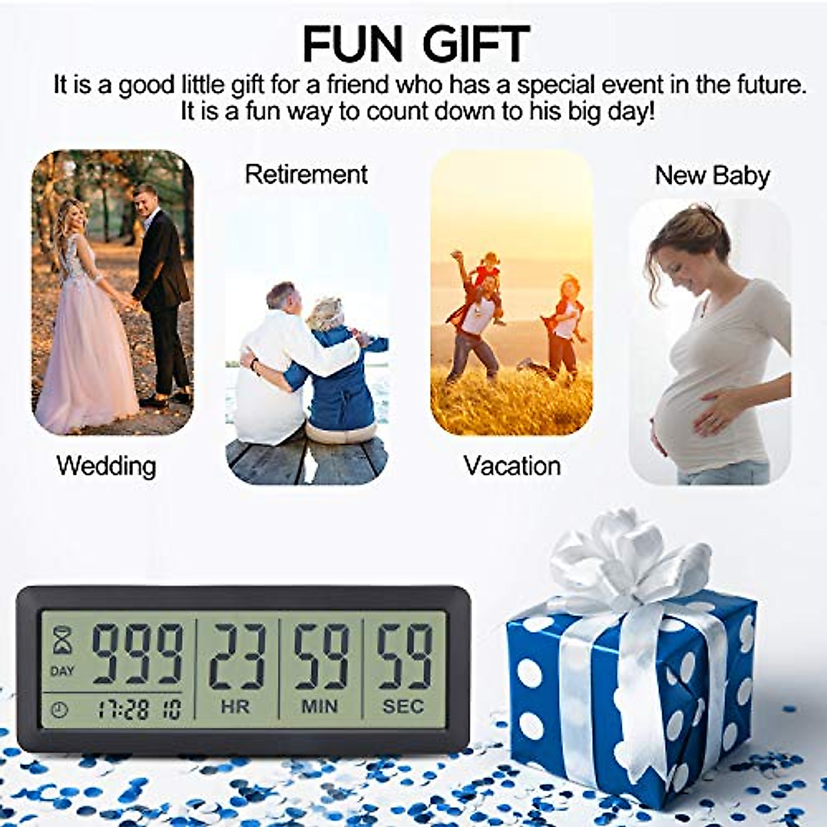 A AIMILAR Digital Countdown Days Timer - AY4053-Black Upgraded Big 999 Days Count Down Clock for Vacation Retirement Wedding