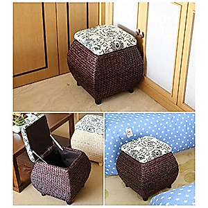 Articles for daily use Rattan Straw Storage Stool, Shoe Changing Stool, Storage Stool wth Cover, Finishing Storage Box, Shoe Ottoman, Sofa, Square Stoolw