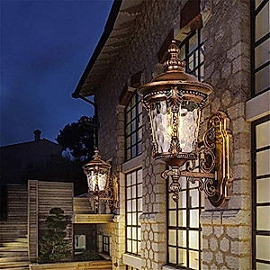 ZOUSHUAIDEDIAN Outdoor Wall Lights, Waterproof Outdoor Light Fixtures Wall Mount, Porch Light, Glass Shade, E27 Socket Exterior Wall Sconce Lighting, Wall Lamp for Garage, Porch, Doorway, Patio, Garde