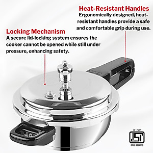 Vinod V-3L Stainless Steel Sandwich Bottom Pressure Cooker, 3-Liter, Medium, Silver