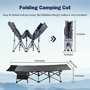 KOKSRY Camping Cot, Folding Cot Bed for Adults,Portable Camp Cots for Sleeping with Mattress and Carry Bag