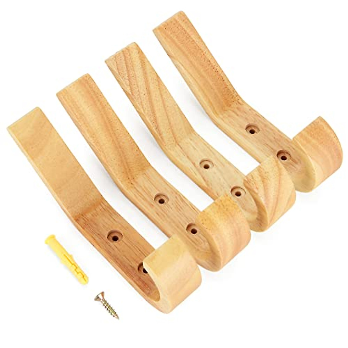LOEQIAN 8 Pack Wooden Hooks for Hanging Coats, Natural Wood Coat Hooks Wall Mounted, Heavy Duty Wooden Towel Hooks, Single Hook Hat Rack for Clothes Hat Hanger Towel Rack Key Bag