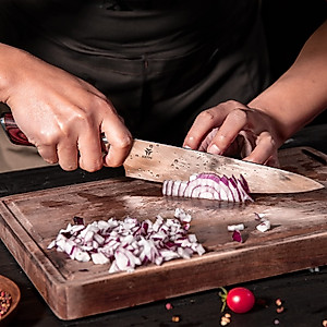 EXTTE Chef Knife 8 Inch, Professional Sharp Kitchen Knife, High Carbon German Stainless Steel Chef's Knives for Cooking, Rust Resistant with Ergonomic Pakkawood Full Tang Handle