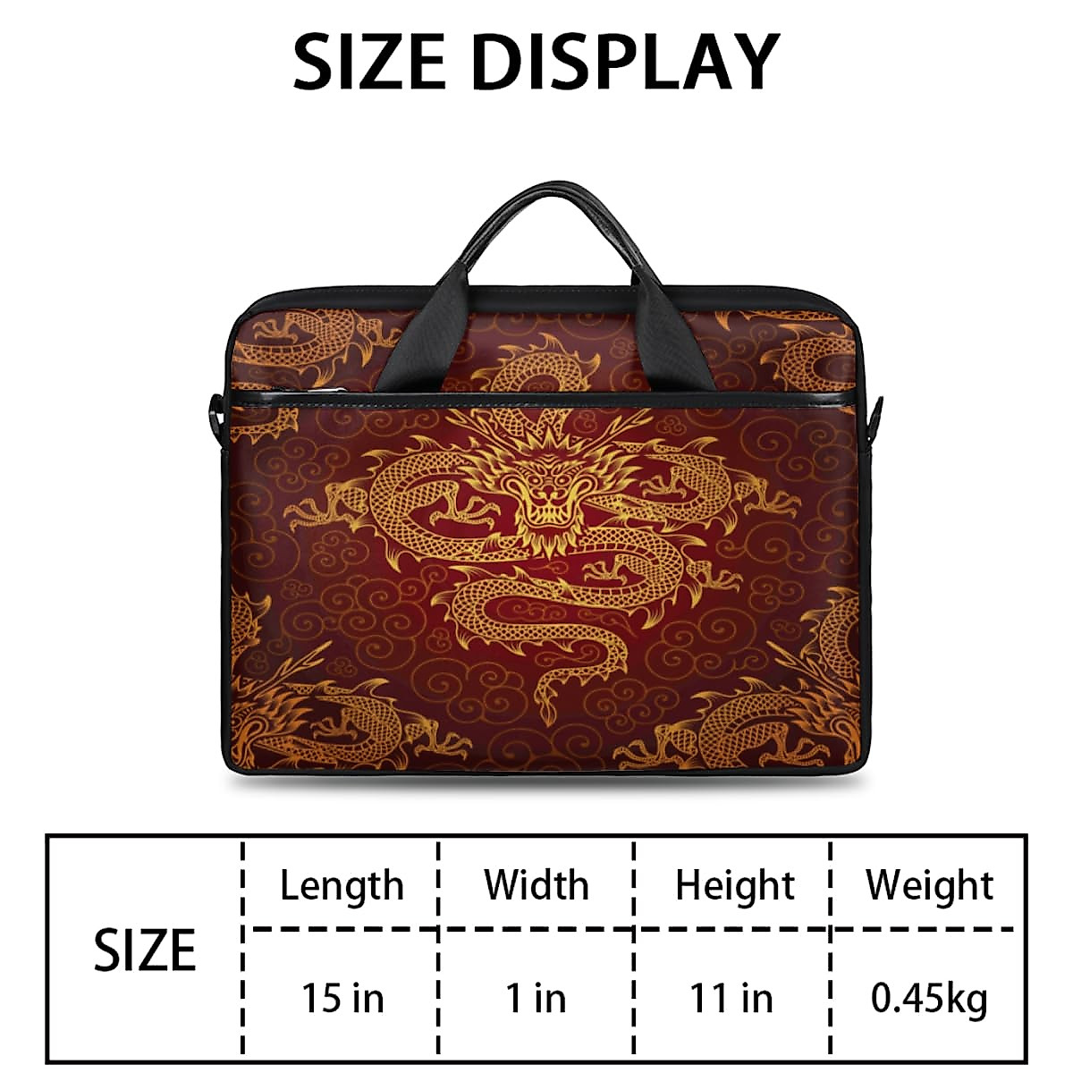 Animal Dragon Laptop Computer Bag Waterproof Shoulder Messenger Bag 13-15 inch Durable Laptop Tote Bag with Shoulder Strap Handle Lightweight Crossbody Briefcase