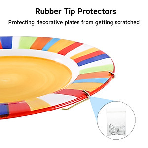 Fasunry 12 Pack Plate Hangers, 4 6 8 Inch Wall Plate Hangers and 16 Pack Wall Hooks, Compatible 4 to 8.5 Inch Decorative Plates, Antique China, Antique Plates and Arts