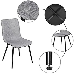 Topeakmart Set of 4 Dining Room Chairs Modern Fabric Cushion and Back Dining/Diner Chairs Armless Chairs for Kitchen, Dining Room, Living Room, Restaurant, Gray