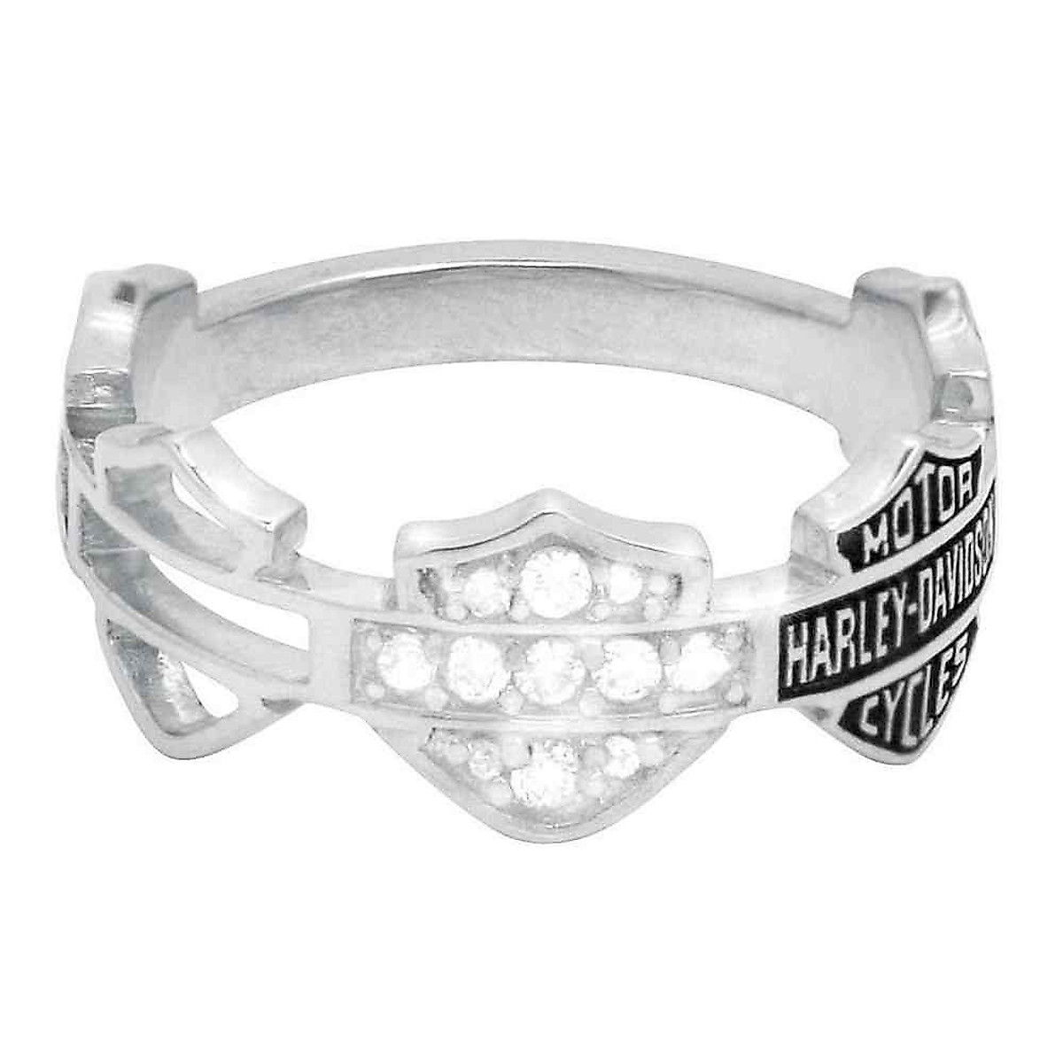 Harley-Davidson Women's Ring, Multi Bar & Shield Logo Band, Silver HDR0227 (10)