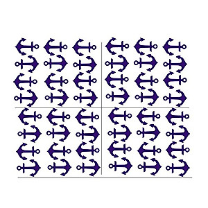 Set of 48 Anchor Pattern Wall Sticker Vinyl Sailing Nautical Wall Decal- Kids Boys Room Interior Home Decoration Mural (Dark Blue 55x78mm)