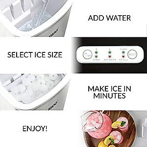 Igloo ICEB26HNSS Automatic Self-Cleaning Portable Electric Countertop Ice Maker Machine With Handle, 26 Pounds in 24 Hours, 9 Ice Cubes Ready in 7 minutes, With Ice Scoop and Basket, Stainless
