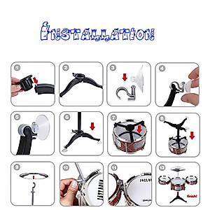 AHOMASH Jazz Drum Sets Toy Drum Set for Kids 1 - 6 Years Old Beats Musical Toys Plastic Drum Kit with Cymbal & Drumsticks Kids Drum Set