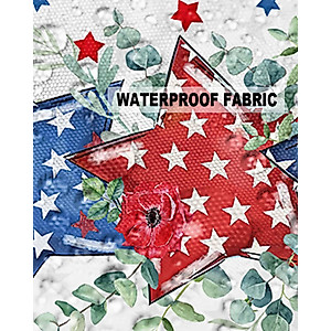 JasmineM Independence Day Star Outdoor Pillow Covers 20x12inch Set of 2, Polyester Waterproof Throw Pillow Covers Garden Cushion Decorative Case for Patio Couch Decoration, Eucalyptus Leaves Blue Red