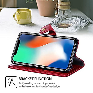 Fansipro Zipper Wallet Folio Case for Oppo Reno 2 F, Premium PU Leather Slim Fit Cover for Reno 2 F, 3 Card Slots, 1 Transparent Photo Frame Slot, Well Design, Red