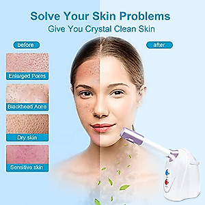 Nano Facial Steamer with Extendable Arm, Cold/Warm/Hot Face Steamer for Facial Spa for Home and Salon, Table Top Face Steam with 7PCS Skin Care Kit