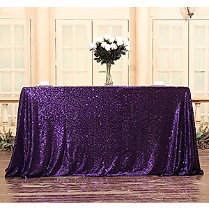 SquarePie Sequin Tablecloth 50 x 72 Inch Purple Sparkly Table Cloth for Wedding Party