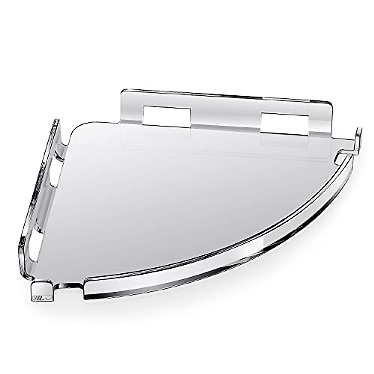 JiePai Acrylic Corner Shower Caddy Shelf with Hooks 2 Pack, Adhesive Wall Mounted Bathroom Shower Shelf Organizer for Inside Shower & Kitchen Storage