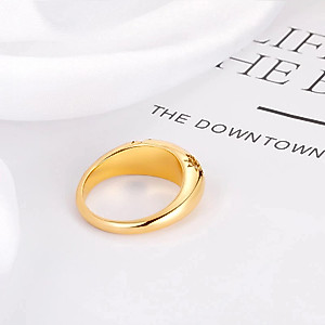 Qings 18k Gold Plated Croissant Starlight Chunky Dome Ring Stacking Band for Women Jewelry Minimalist Statement Ring Size 6 to 9