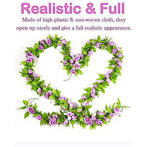 10 Pack/78.7 FT(Total) Flower Garland Rose Vine, SHITIME Lifelike Silk Artificial Hanging Flower Vines Rose Garland for Wedding Arch Bedroom Party Home Garden Wall Hotel Office Decor (Purple)