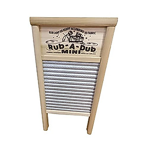 Lehman's Rub A Dub Mini Laundry Clothes Washboard Tin Spiral Crimp Wood Frame
