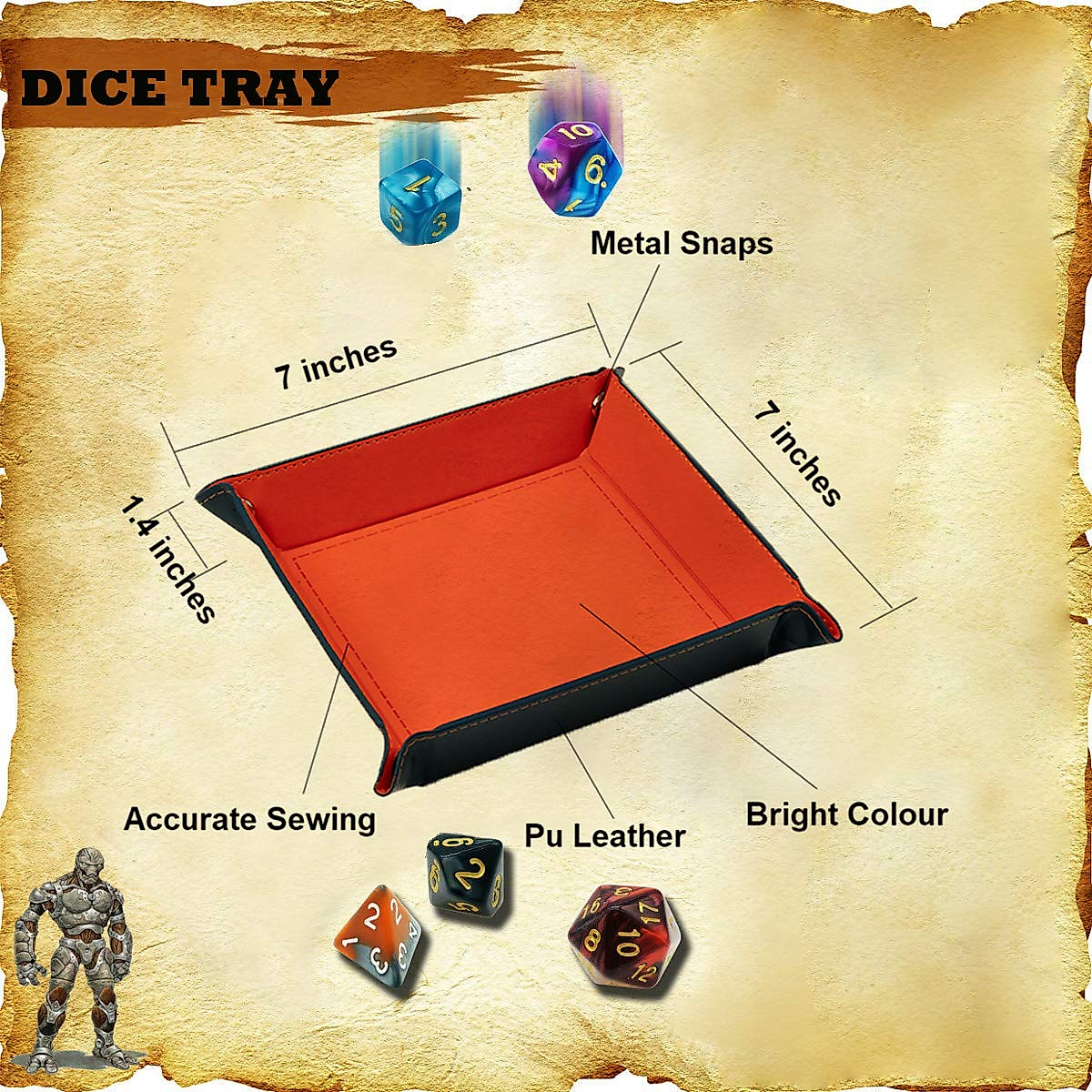 6 Sets DND Dice Double-Color Polyhedral Dice Dungeons and Dragons Rolling Dice for RPG MTG Table Games Dice Bulk with Free Six Drawstring Bags and PU Leather D&D Dice Tray