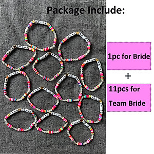 KIWILEPI Bachelorette Party Favors, 12pcs Team Bride Beaded Bracelets Pink Blush Bride Tribe Gifts, Bridesmaid Proposal Gift Bridal Shower Favor Beach Wedding Bride Accessories