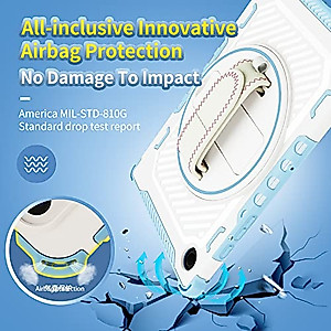 Tablet PC Case Shockproof Kids Case Compatible with Samsung Galaxy Tab A8 10.5" X200/X205(2021),360 Degree Rotating Hand Strap Heavy Duty Rugged Cover,Protective Cover Drop-Proof [Kickstand]+[Shoulder
