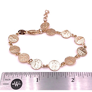 Art & Designs by AA Blessing Religious Bracelet Saint Benedict Gold Metal Charms Protection Jewelry