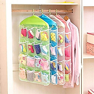 Lobonbo 1pc 16 Pockets Hanging Bag Wall Wardrobe Storage Organizer Socks Underwear Sundries Sorting Storage Bags Bathroom Accessories(Beige)